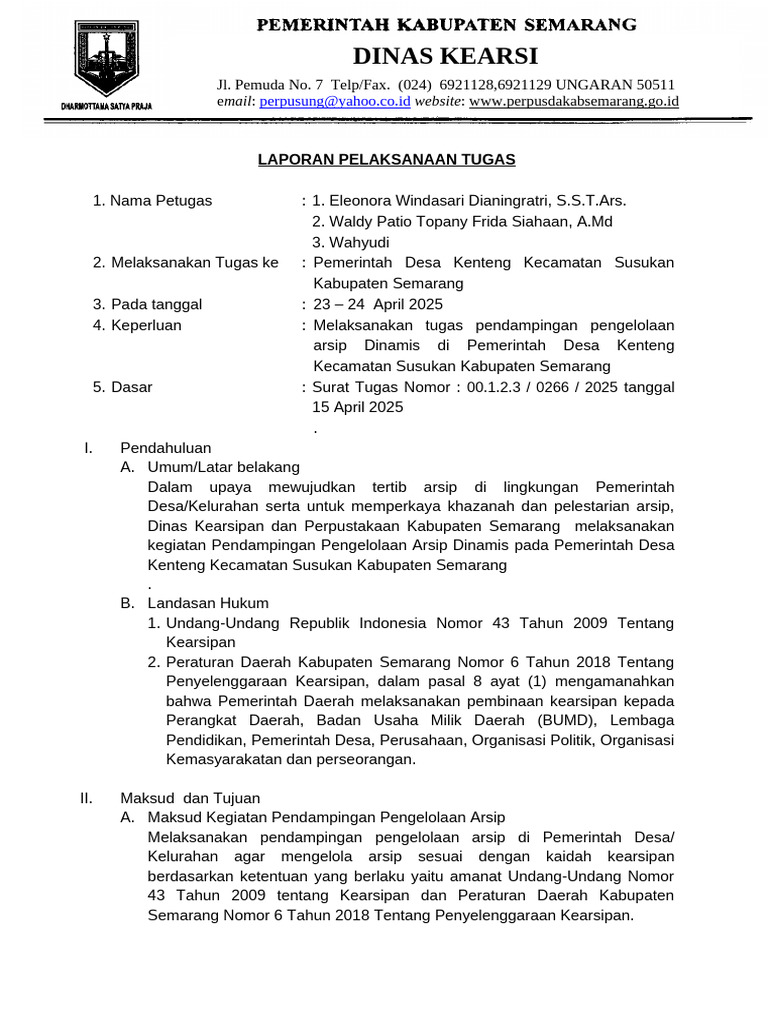 Pendampingan Arsip Desa Kenteng | PDF