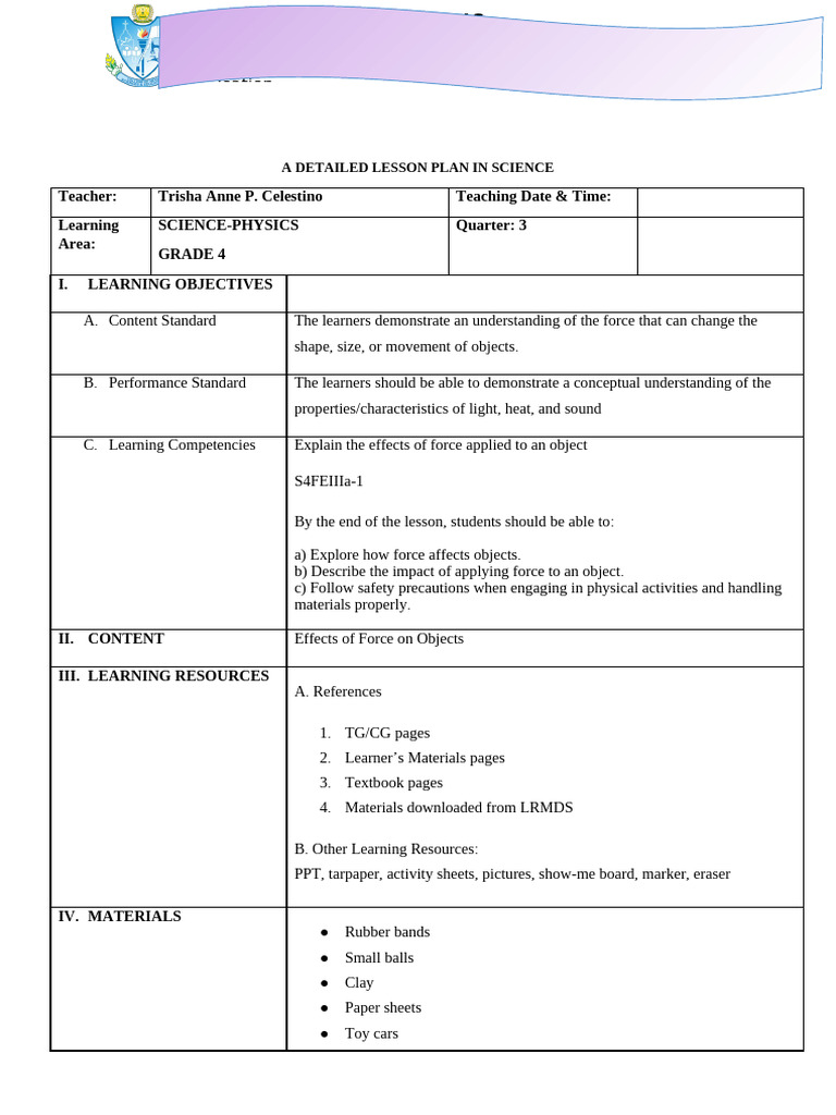 5 e Lesson Plan Template | PDF | Deformation (Engineering) | Elasticity ...