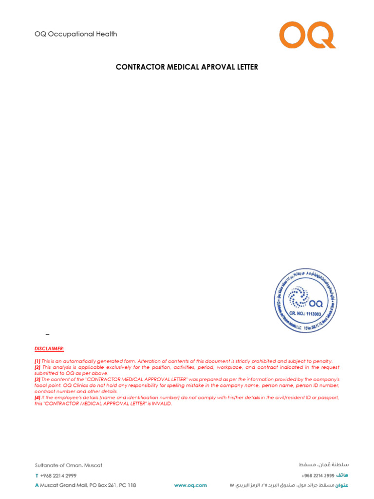 Contractor Approval Letter - ANWAR FAHUD PROJECTS LLC - 81882 ...