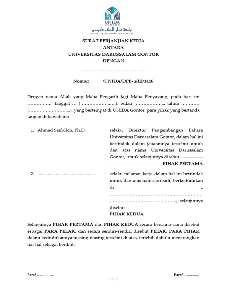 Draft Kontrak Tutor | PDF