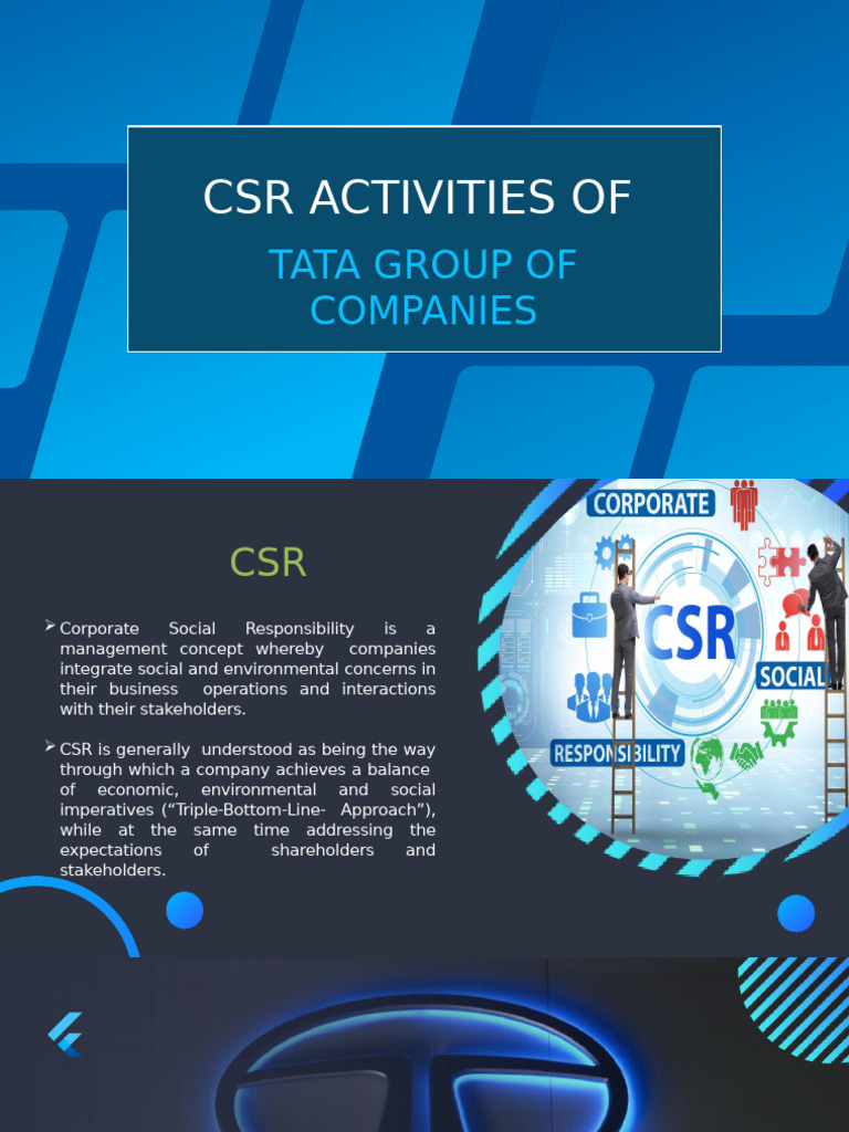 Csr Activities of Tata Group of Companies | PDF | Corporate Social ...