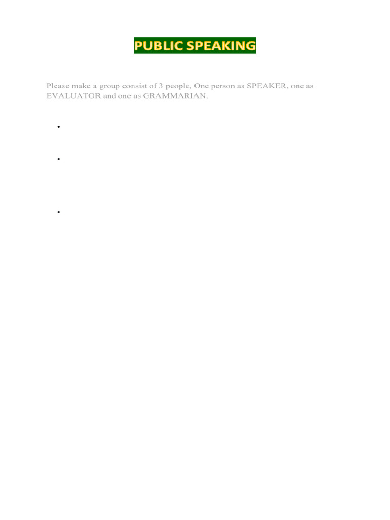 PUBLIC SPEAKING LS Class | PDF