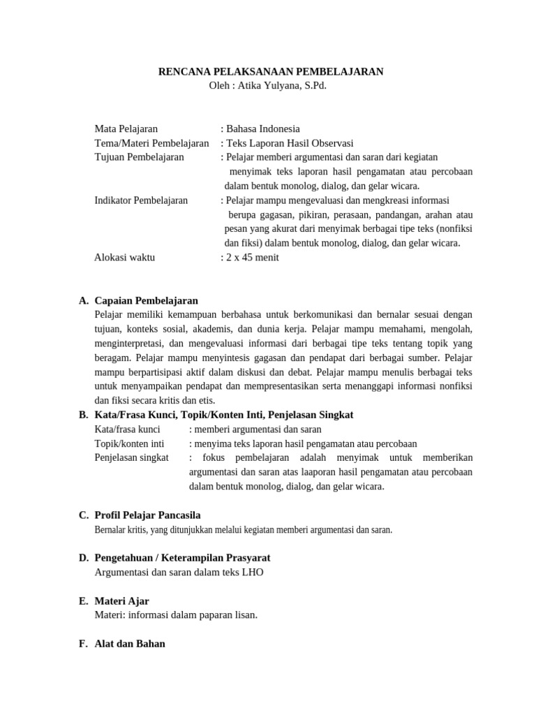 Modul Ajar Teks LHO | PDF