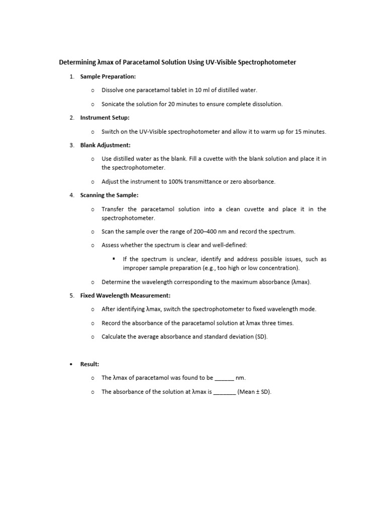 Protocol - Lamda Max Paracetamol | PDF