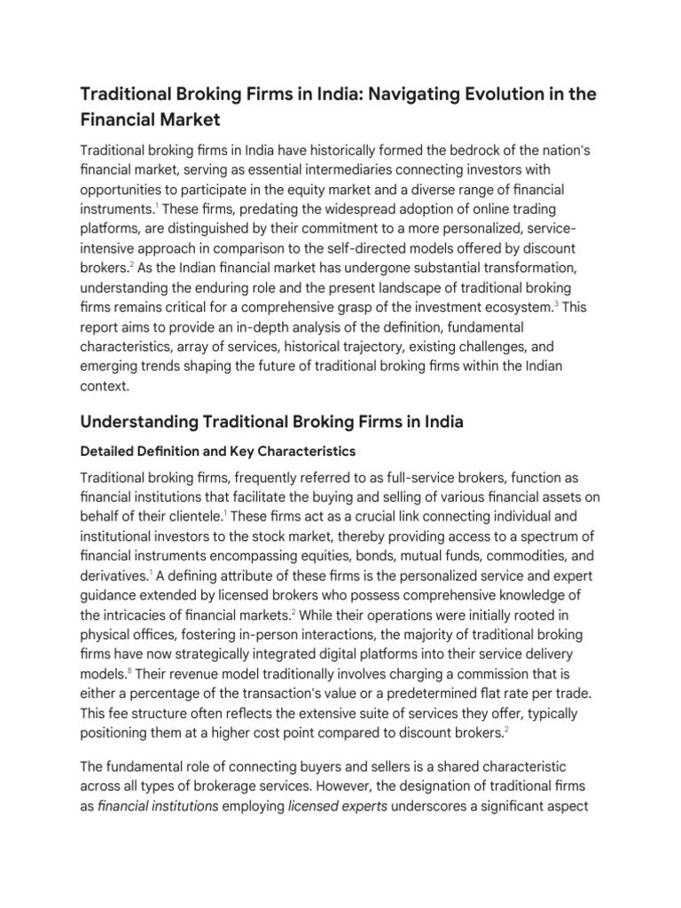 Evolution of Traditional Broking in India | PDF | Investing | Stocks