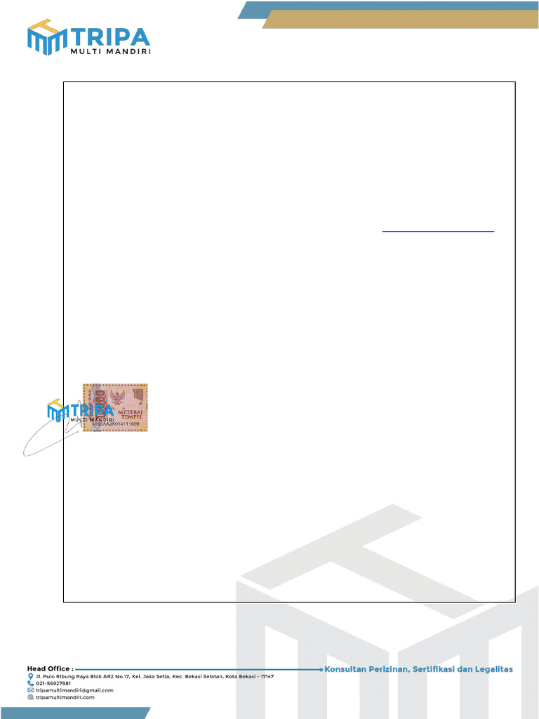 Surat Pernyataan Keaslian Dokumen PKRT TMM | PDF