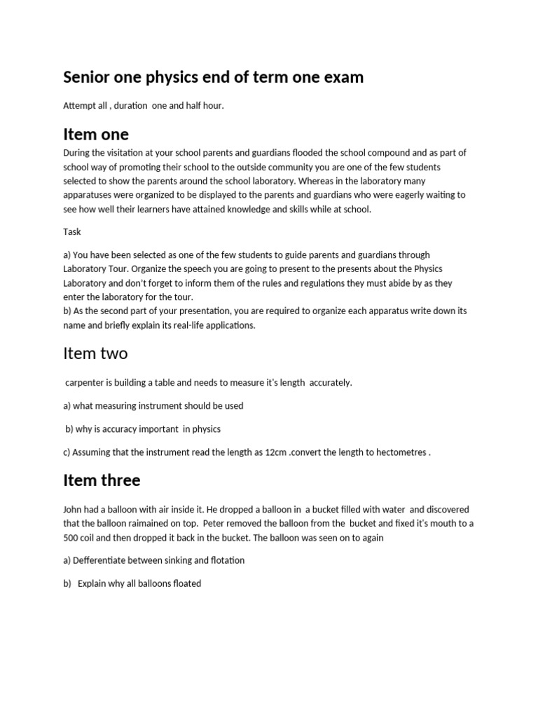 Senior One Physics @vision | PDF