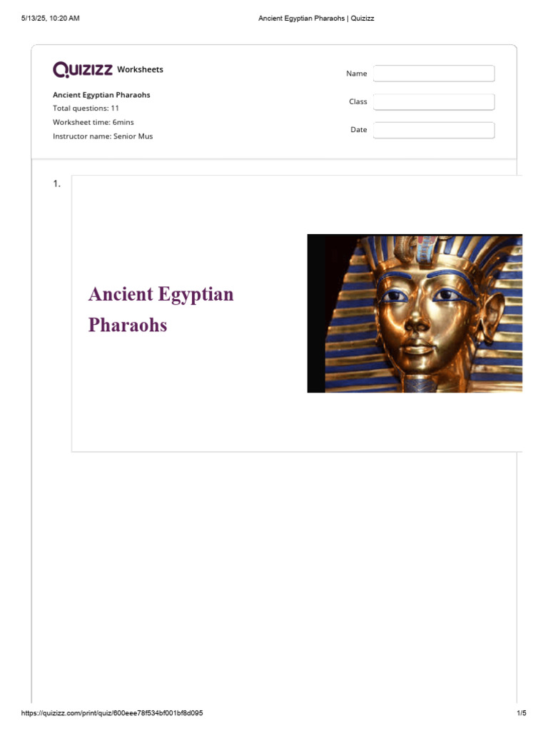 Ancient Egyptian Pharaohs - Quizizz | PDF | New Kingdom Of Egypt ...