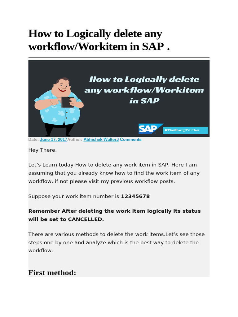 How To Logically Delete Any Workflow or Workitem in SAP | PDF