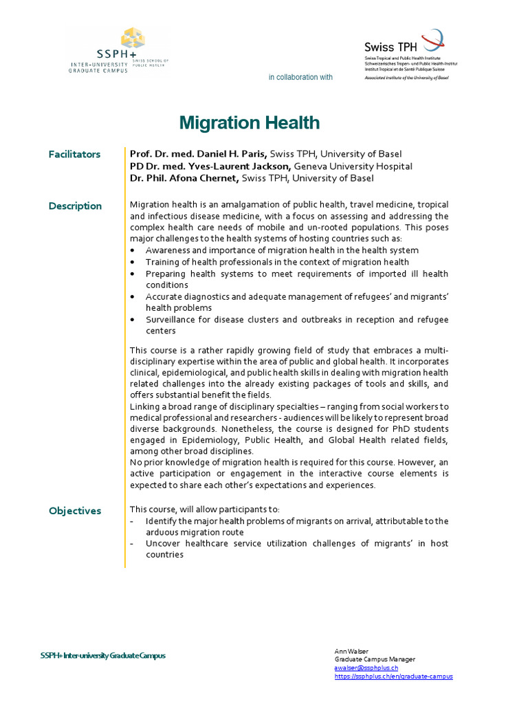 course-flyer-migration-health-chernet-2025 | PDF | Public Health | Human Migration