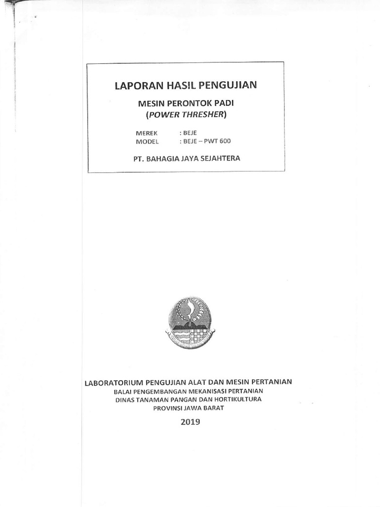 PERONTOK PADI PWT 600 | PDF