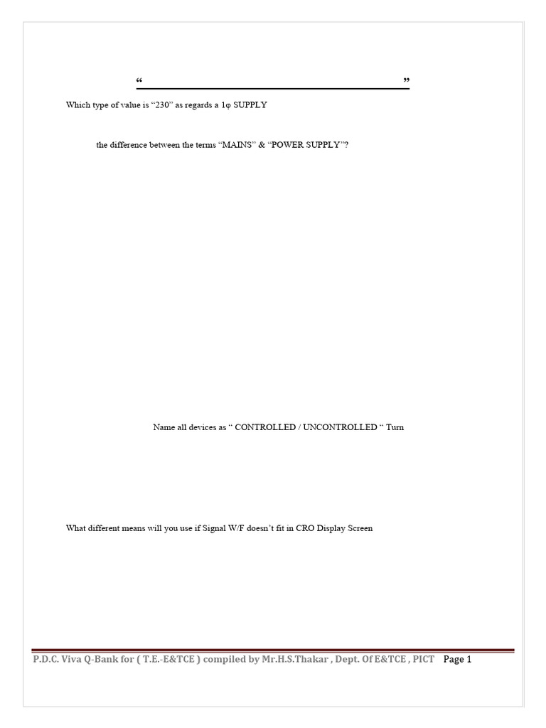 PDC Viva Q Bank | PDF | Power Inverter | Power Electronics