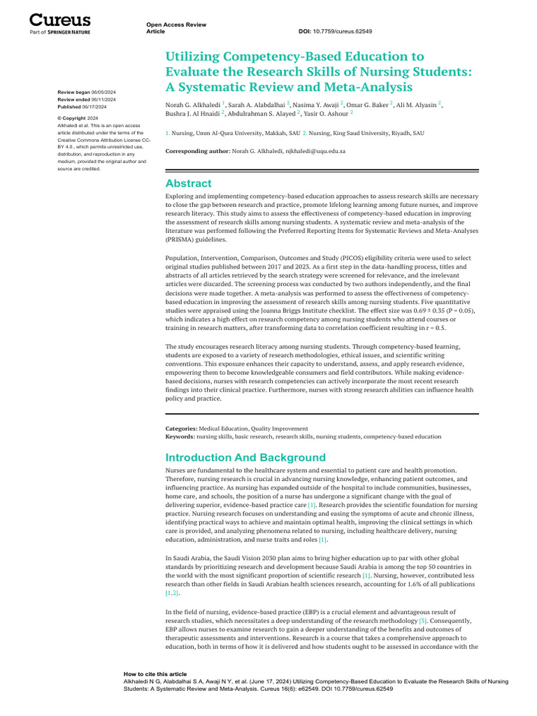 Competency-Based Education in Nursing Research Skills | PDF ...