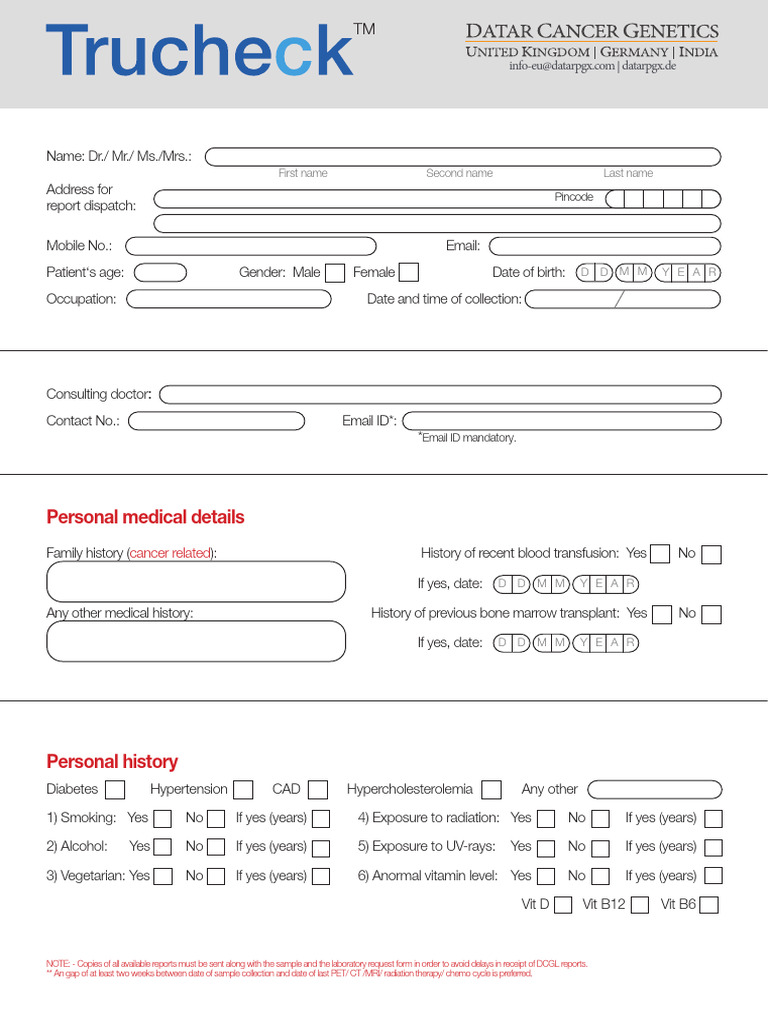 20220928_TRF-Trucheck__English_EU_final | PDF | Cancer | Genetic Testing