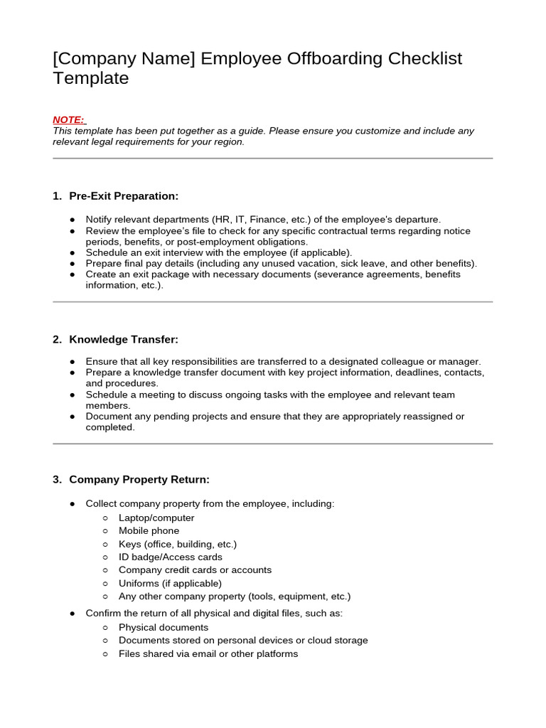 Employee-Offboarding-Checklist-Template | PDF | Employment | Non ...