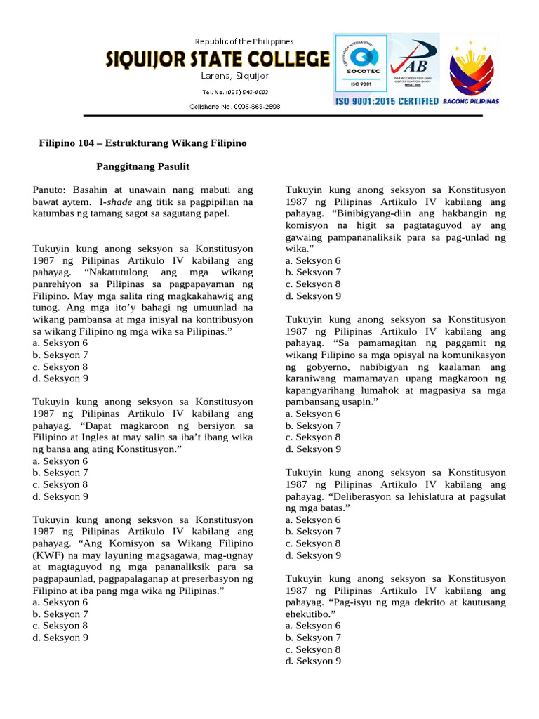 Filipino-208-POINTERS-MIDTERM-EXAM-SY-24-25-BSED-Fil-II | PDF