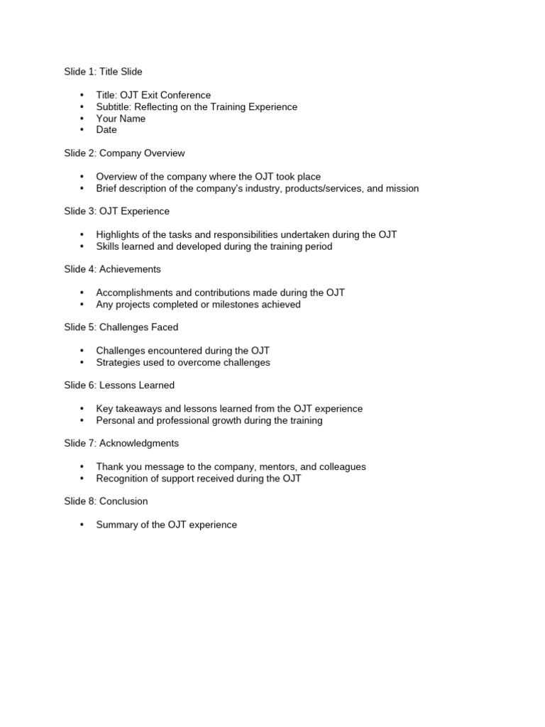 Exit Conference PPT Content | PDF