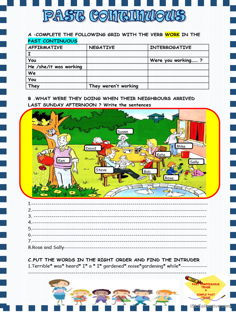 Past Continuous - Two Page Practice | PDF | Grammar | Linguistics