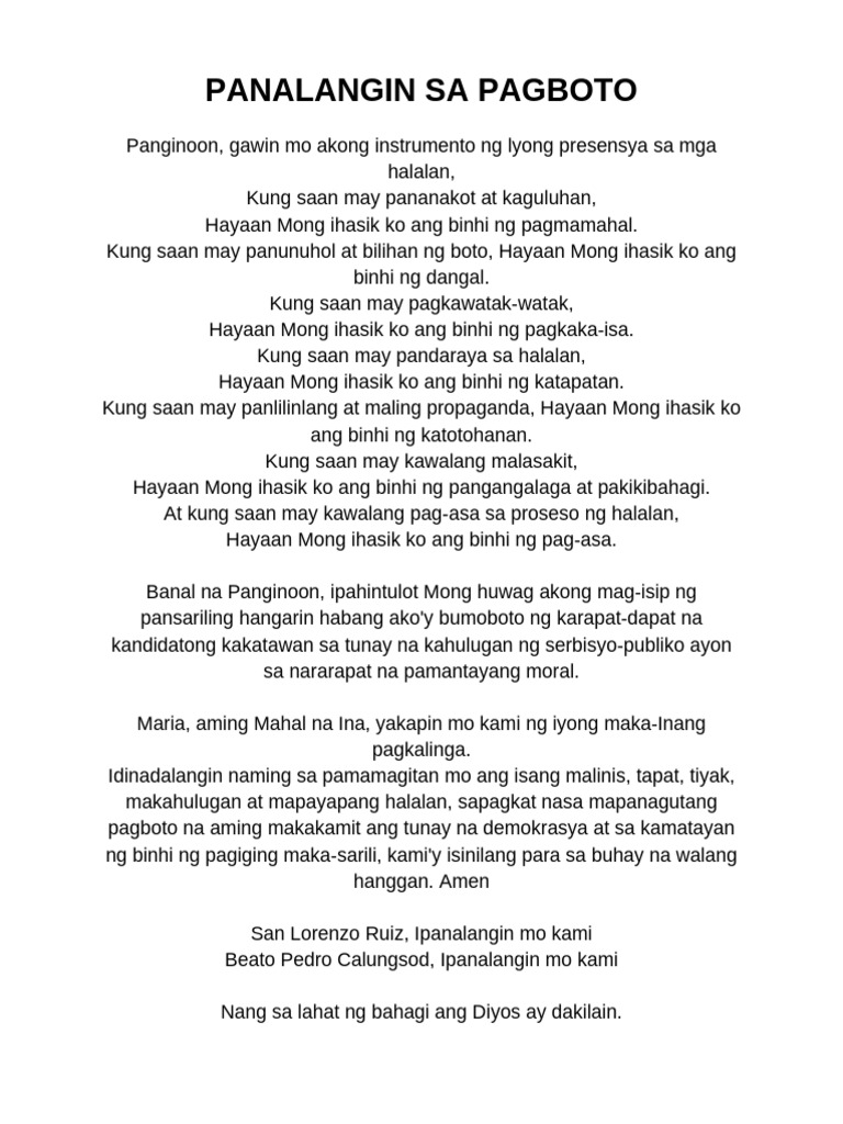 Panalangin Sa Pagboto | PDF