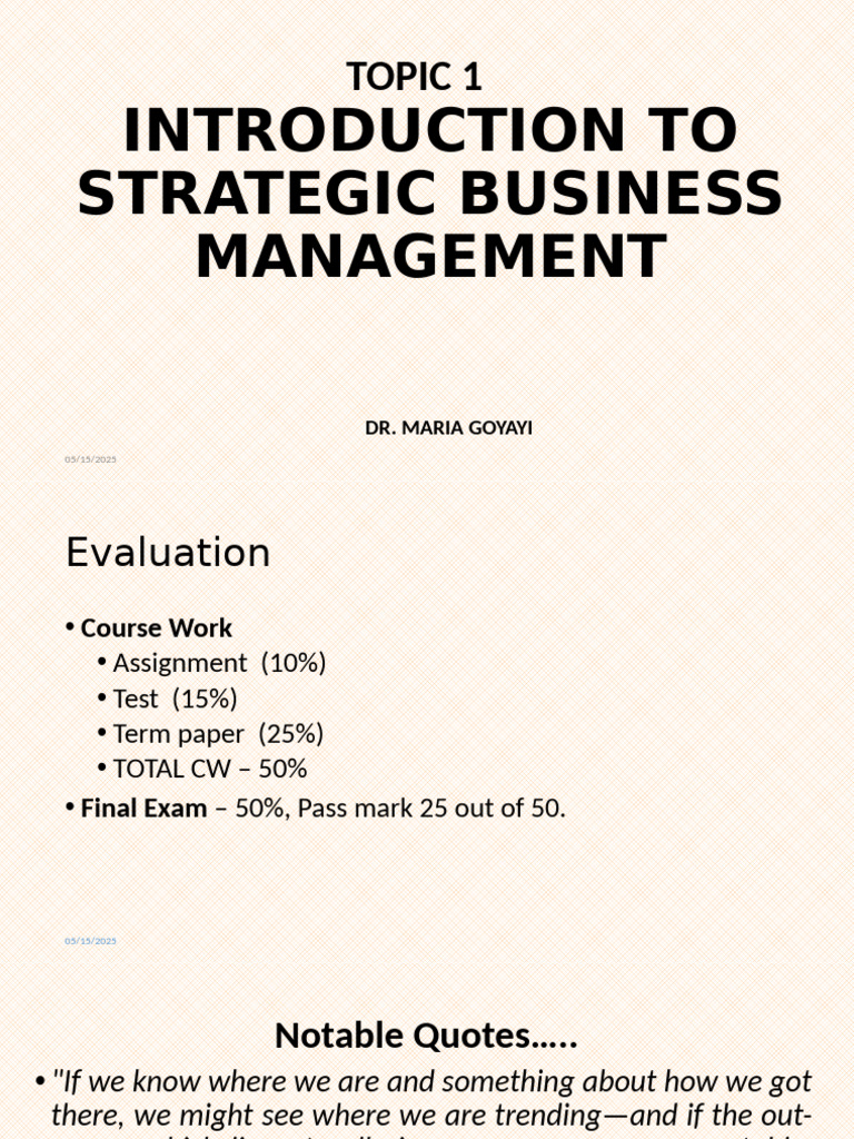 Strategic Business Management Overview | PDF | Strategic Management ...
