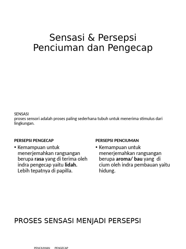 Rev 1. Sensasi & Persepsi Penciuman Dan Pengecap | PDF