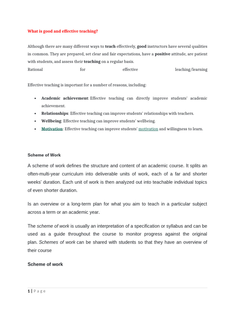 Scheme of Work and Lesson Plan | PDF | Lesson Plan | Teachers
