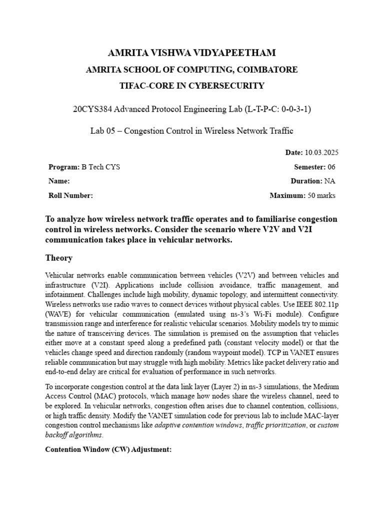 Lab05-Congestion Control in Wireless Network Traffic | PDF | Computer Network | Network Congestion