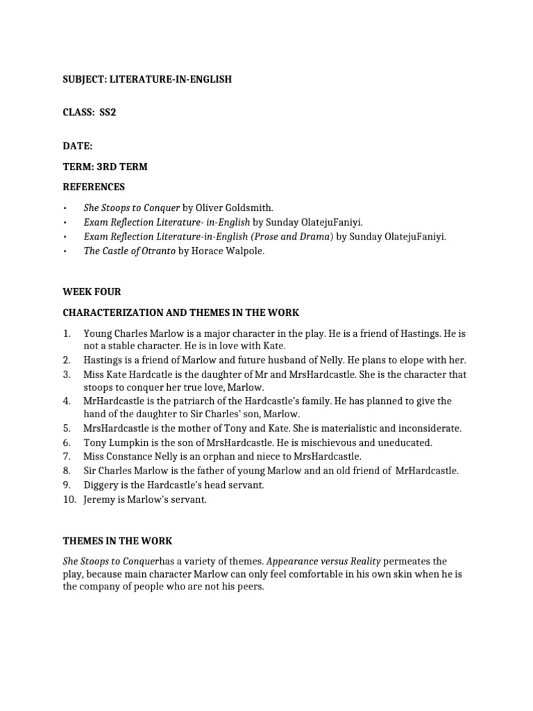 Characterization and Themes in The Work | PDF