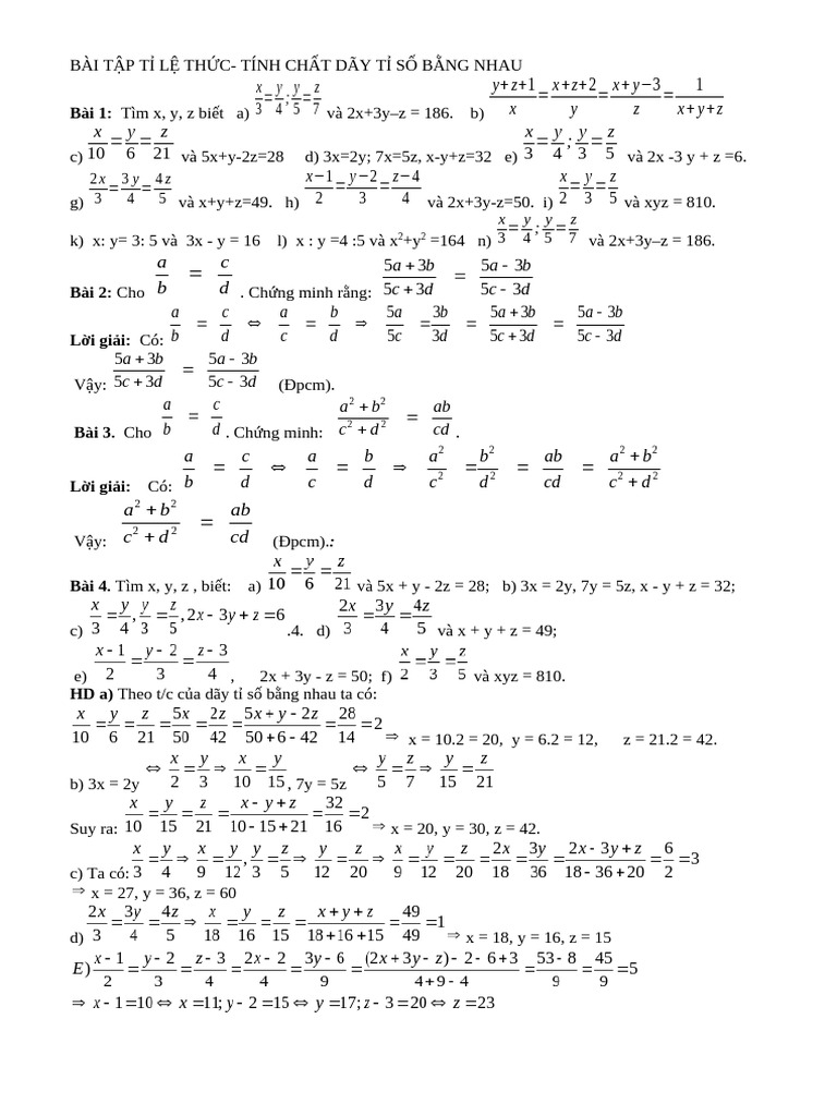 Dai So 7 Bai Tap Day Ti So Bang Nhau | PDF