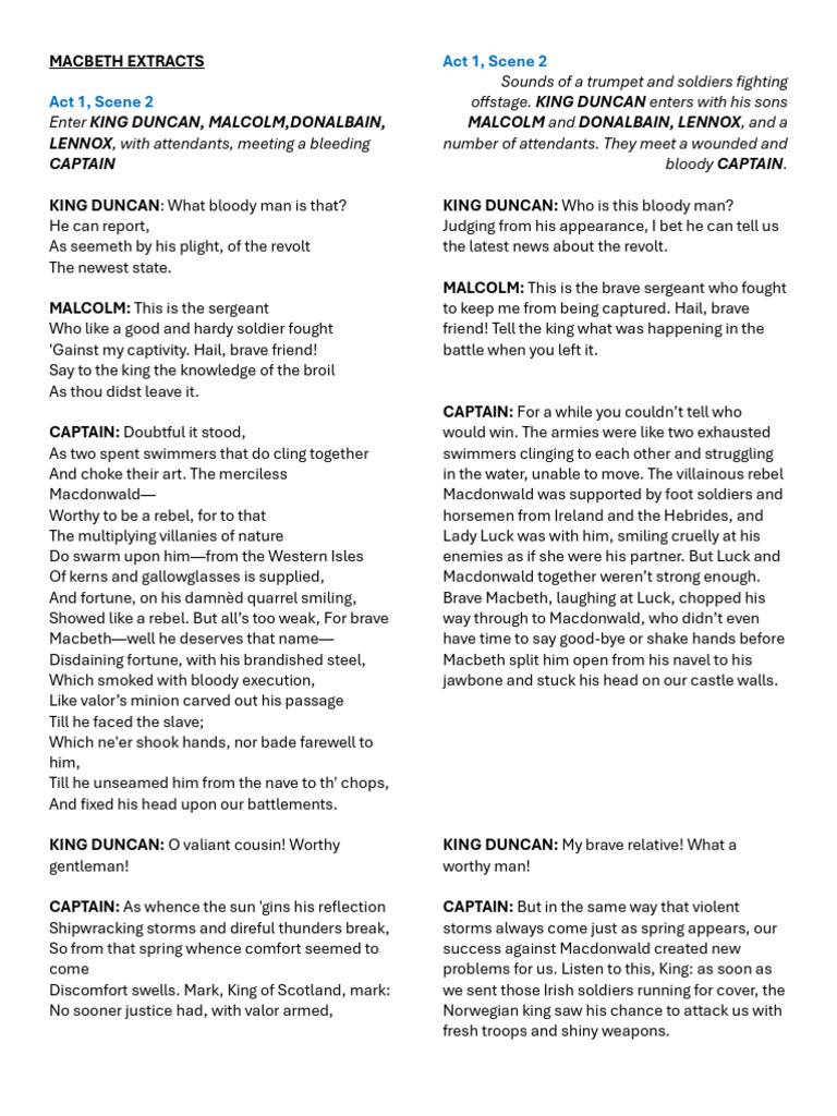 Macbeth - Act 1 | PDF | Macbeth
