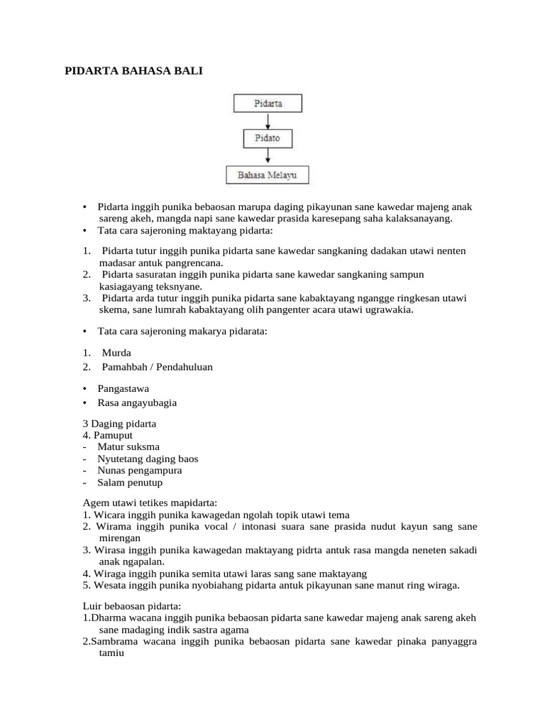 Pidarta Bahasa Bali | PDF
