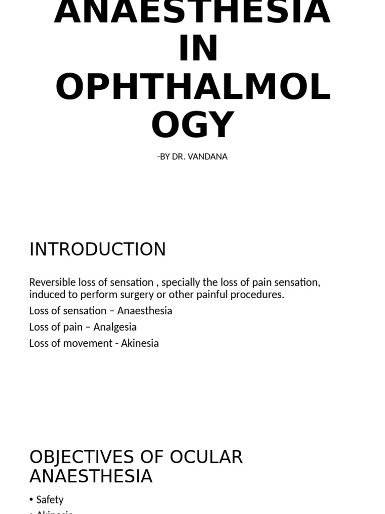 Anaesthesia in Ophthalmology | PDF | Anesthesia | Cornea