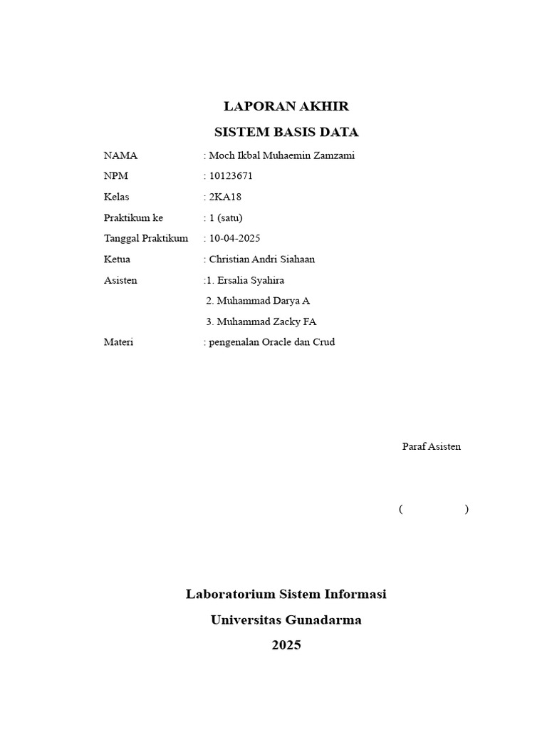 LAPORAN AKHIR SBD1 | PDF