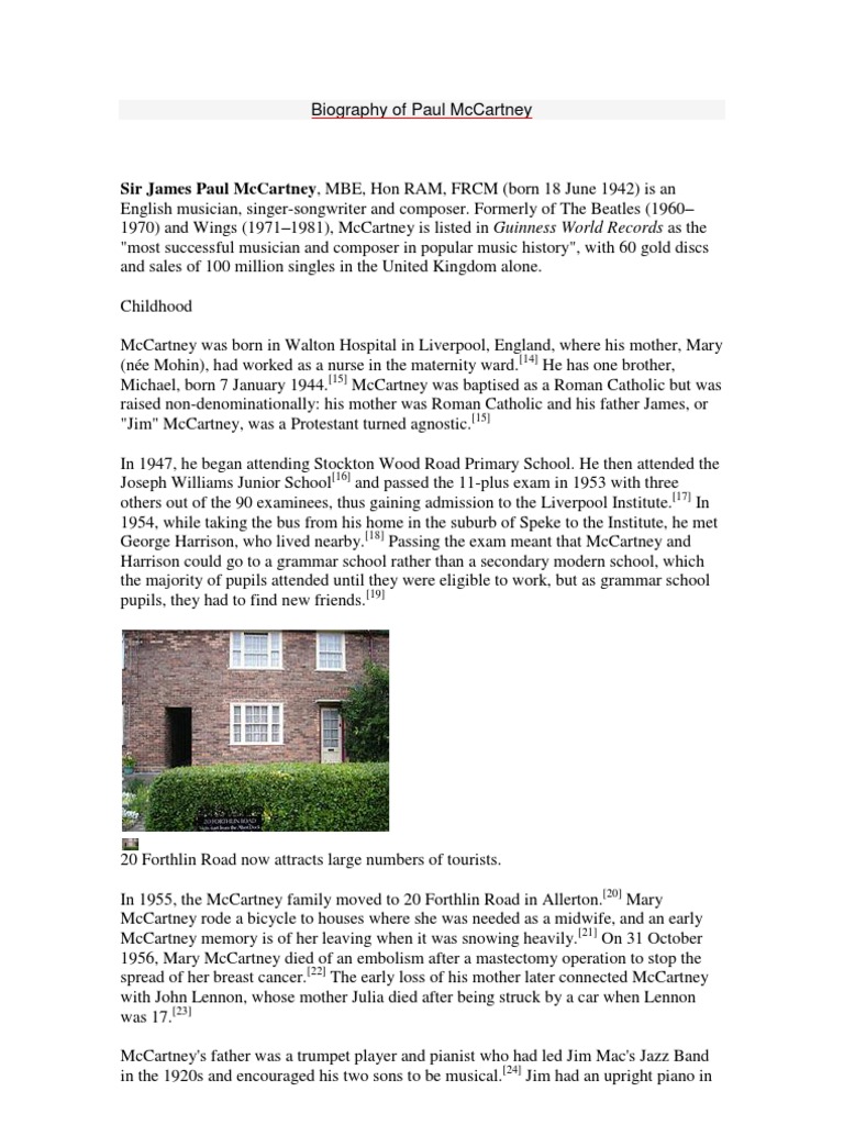 Biography of Paul McCartney | PDF | Paul Mc Cartney | The Beatles
