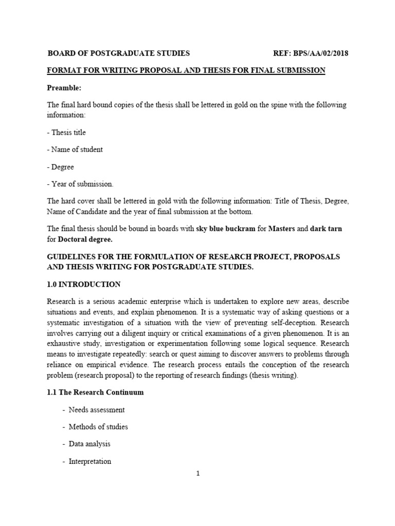 BPS Format For Writing Proposal and Thesis | PDF | Thesis | Hypothesis