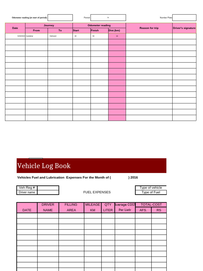 Car Log Book | PDF