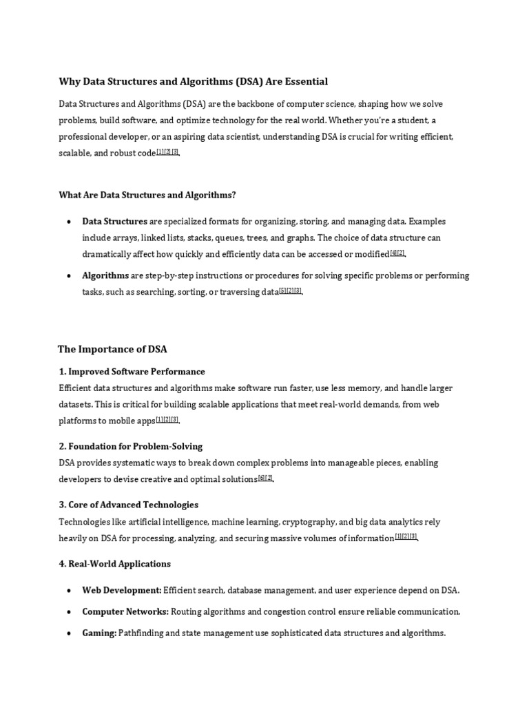 Why Data Structures and Algorithms (DSA) Are Essen | PDF | Data | Data Structure