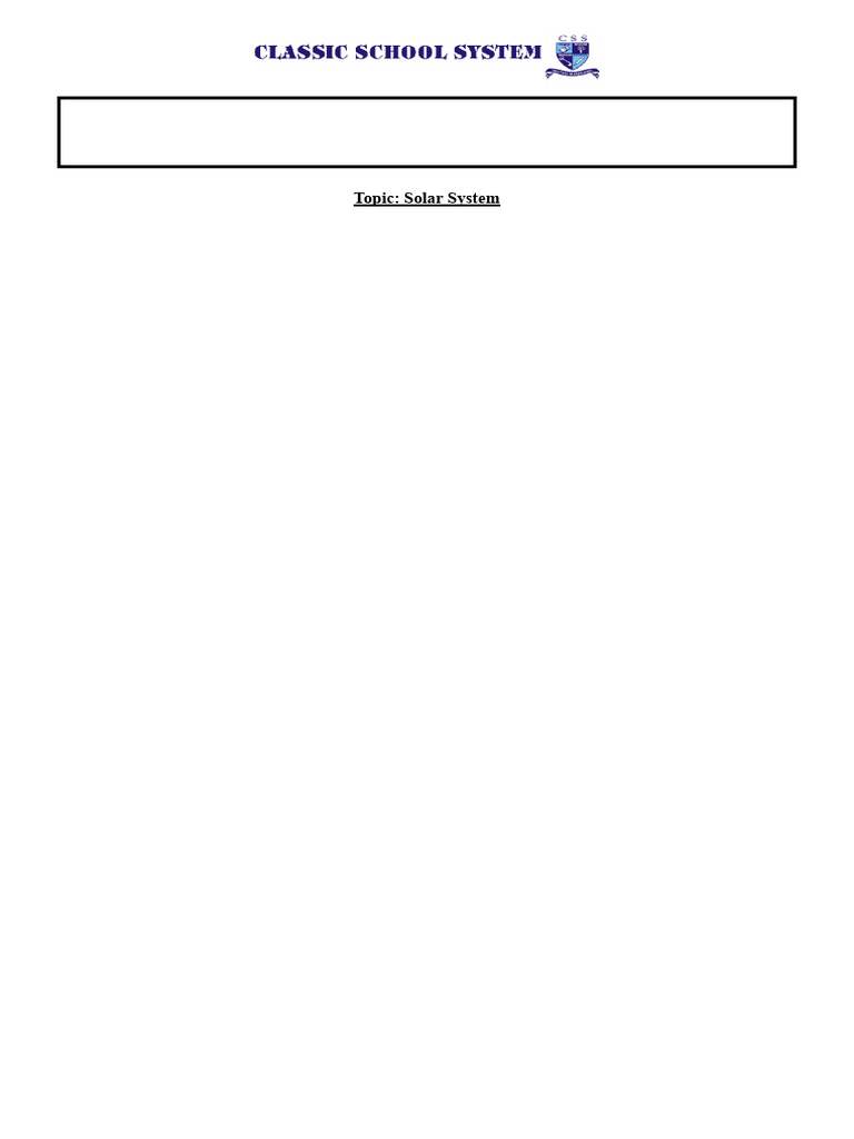 Revision Worksheet 4 (Unit 4 Solar System) | PDF | Solar System | Meteoroid