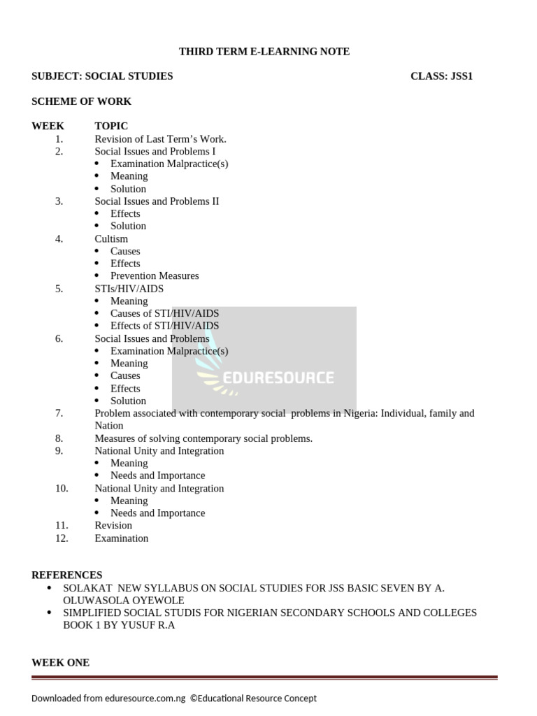 Third Term Social Studies Lesson Notes | PDF | Sexually Transmitted ...