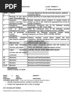 Lower Primary Time Table | PDF | Cognition | Learning