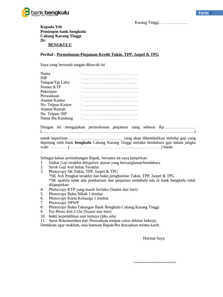 Blangko Tukin TPP Jaspel TPG 2024 | PDF