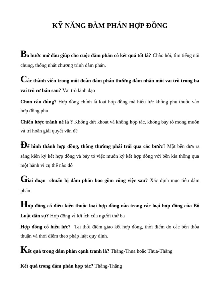 K Năng Đàm Phán H P Đ NG | PDF