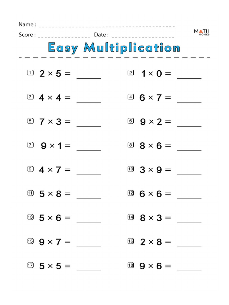 1st Grade Multiplication Worksheets | PDF