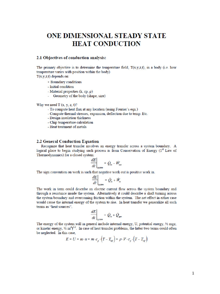 Handout 8 - Heat Conduction Equation | PDF