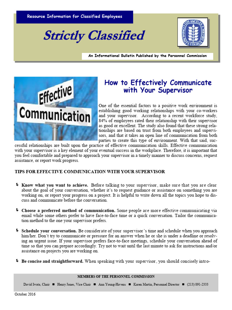 10.16 How To Effectively Communicate With Your Supervisor - Employee ...