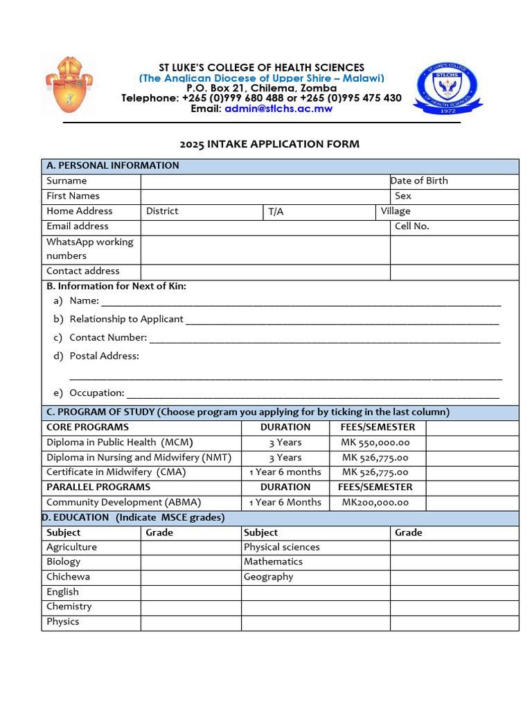 ST Luke's College Application-Form | PDF