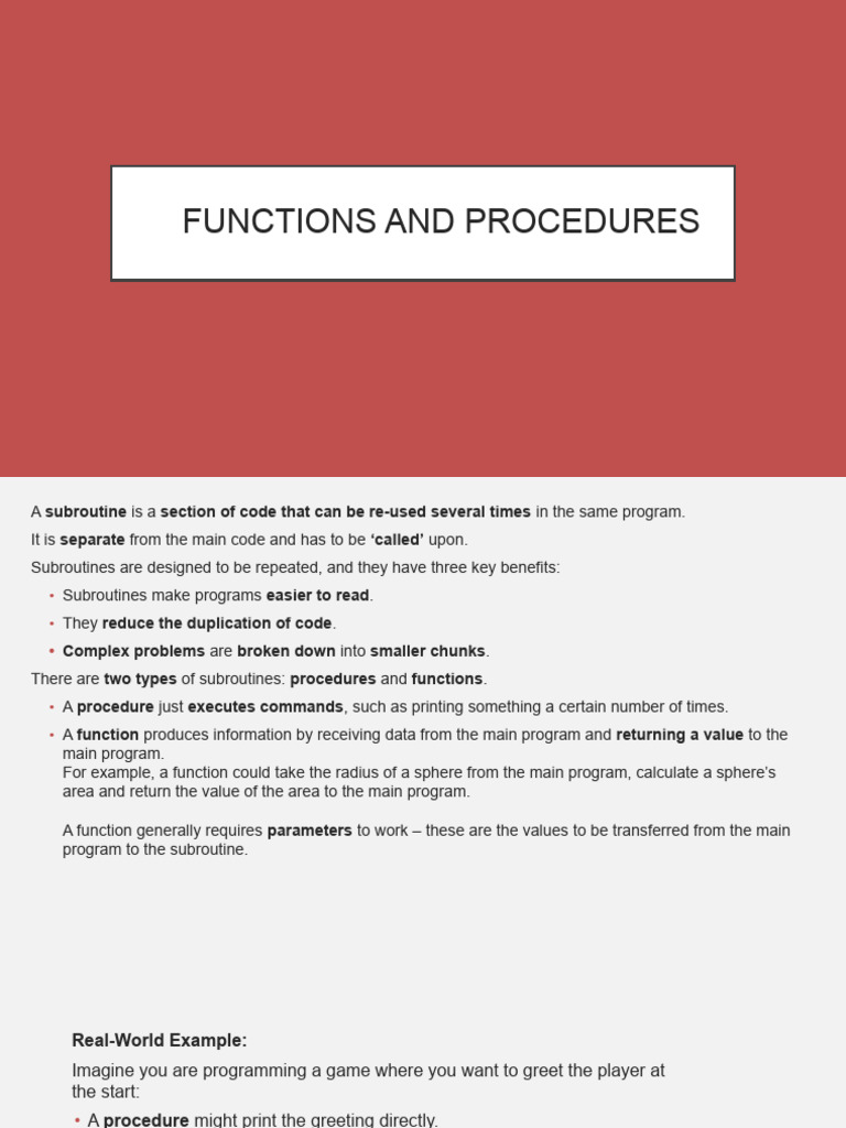 Functions and Procedures (Updated) | PDF | Parameter (Computer ...