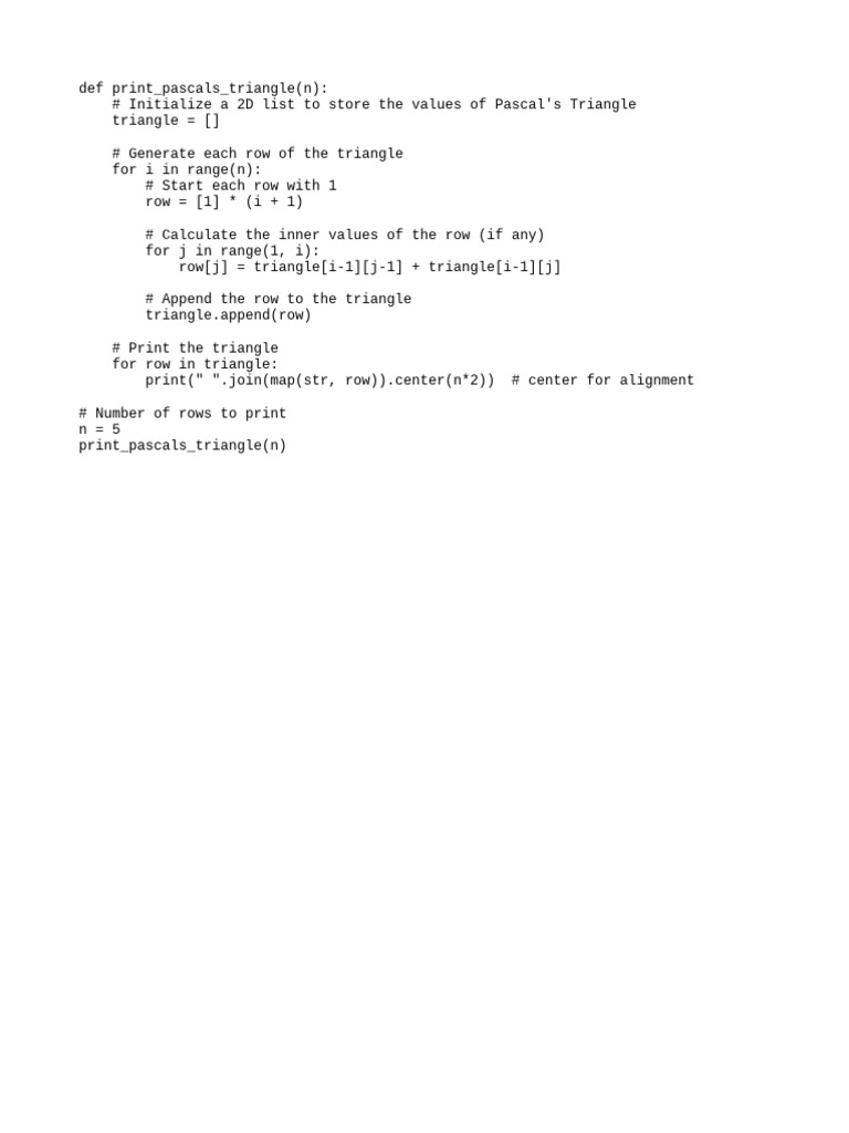 Python Implementation of Pascal's Triangle | PDF