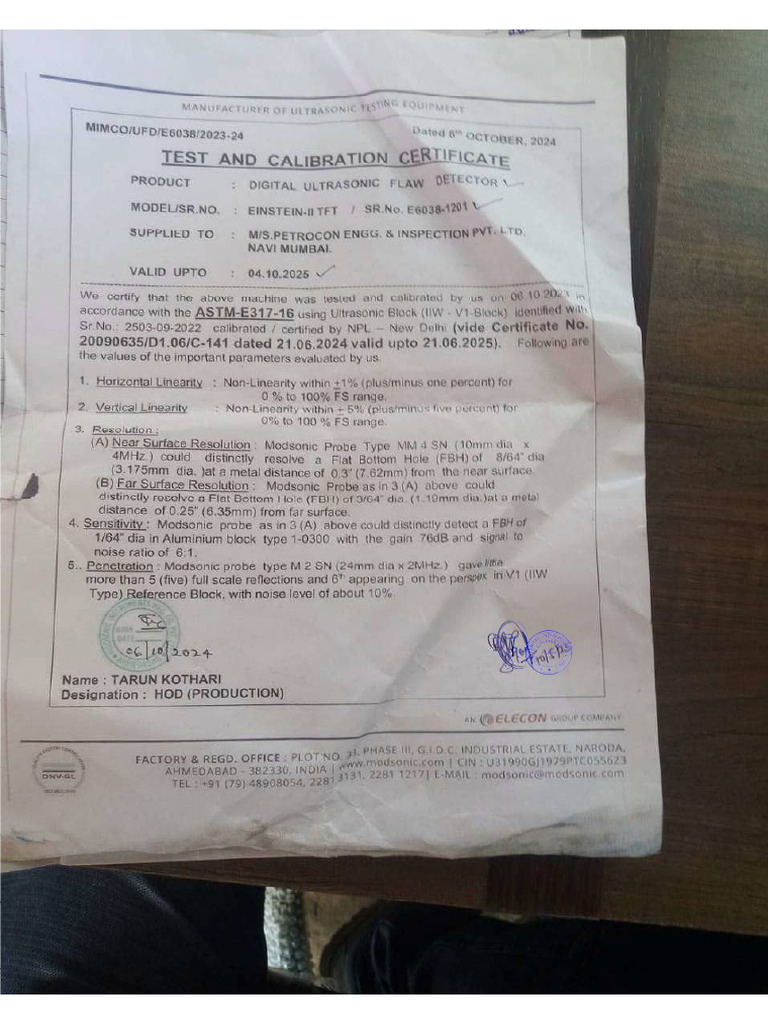 Ut Calibration Certificate-1 | PDF