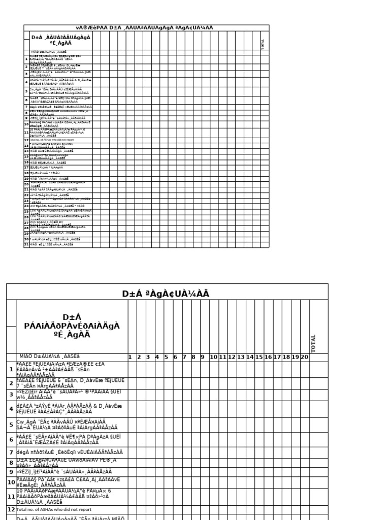 Asha Reporting Formates | PDF